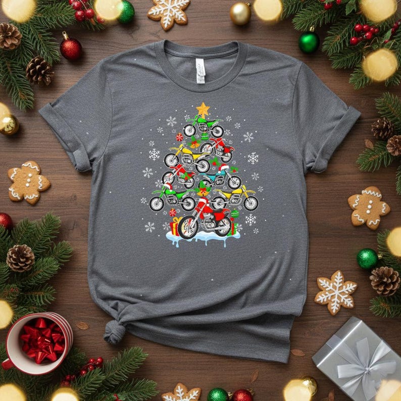 Santa Dirt Bikes Christmas Tree Png, Funny Biker Lover, Motocross Santa ...