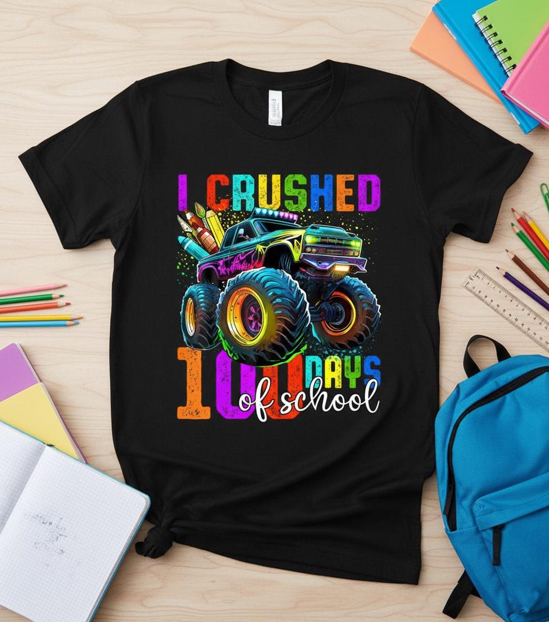 I Crushed 100 Days of School PNG, Monster Truck 100th Day Design ...