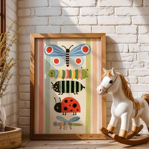 Kids Insect Wall Art, Cute Bug Nursery Decor, Colorful Playroom Decor ...