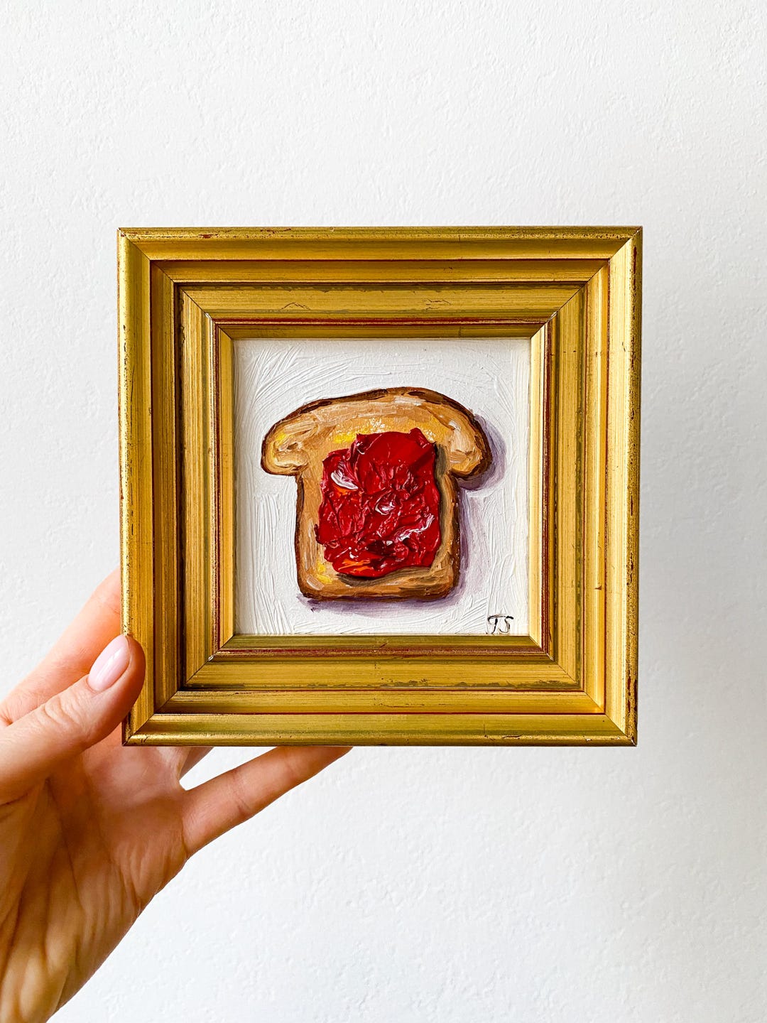 Original Oil Painting of Jam Toast - Etsy
