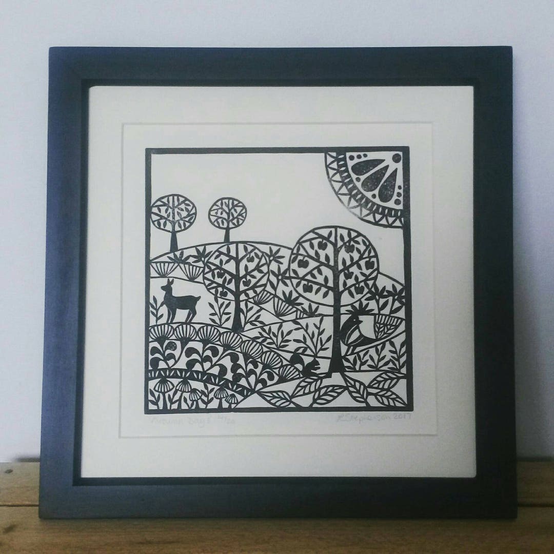 Autumn Days Handprinted Lino Print by Loula Belle at Home - Etsy UK