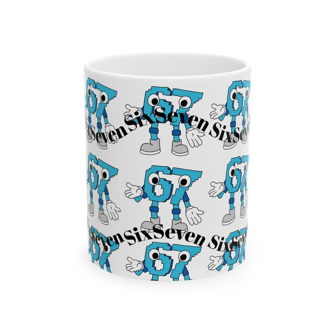 Blue 67 Cartoon Number Character Mug | Ceramic Coffee Cup - Etsy