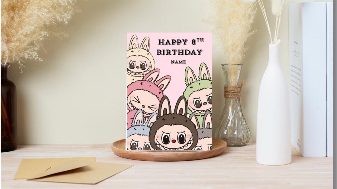 Labubu Birthday Card | Digital Download | Personalise Age & Name ...