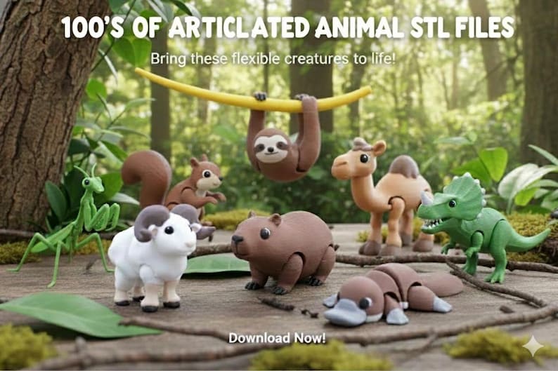 Articulated 3D Print STL Files Bundle | 100+ Flexible Creatures ...