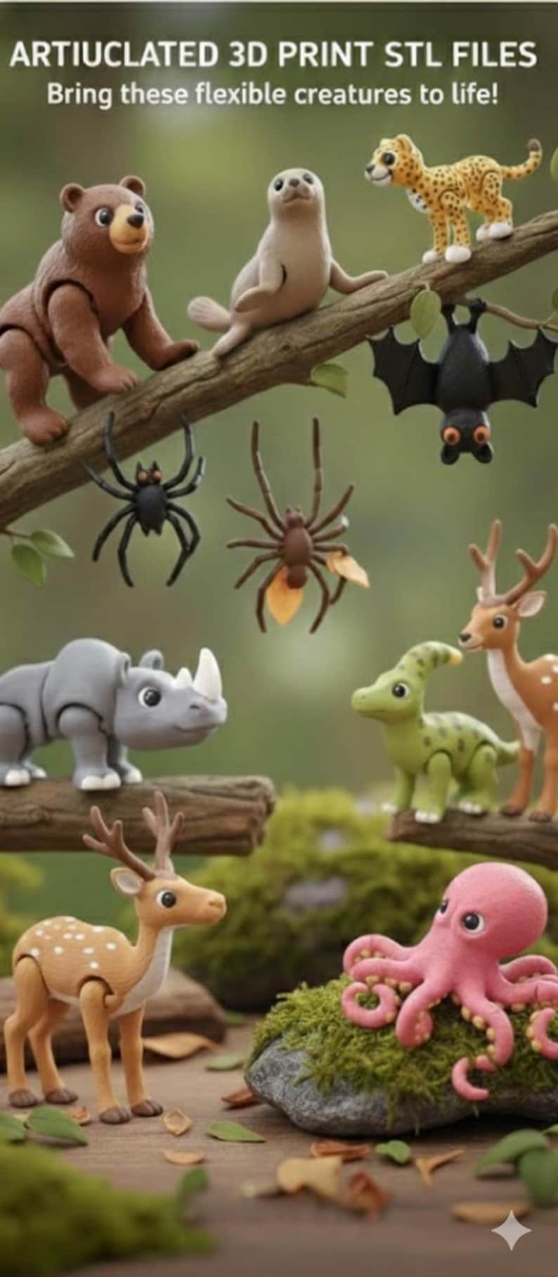 Articulated 3D Print STL Files Bundle | 100+ Flexible Creatures ...