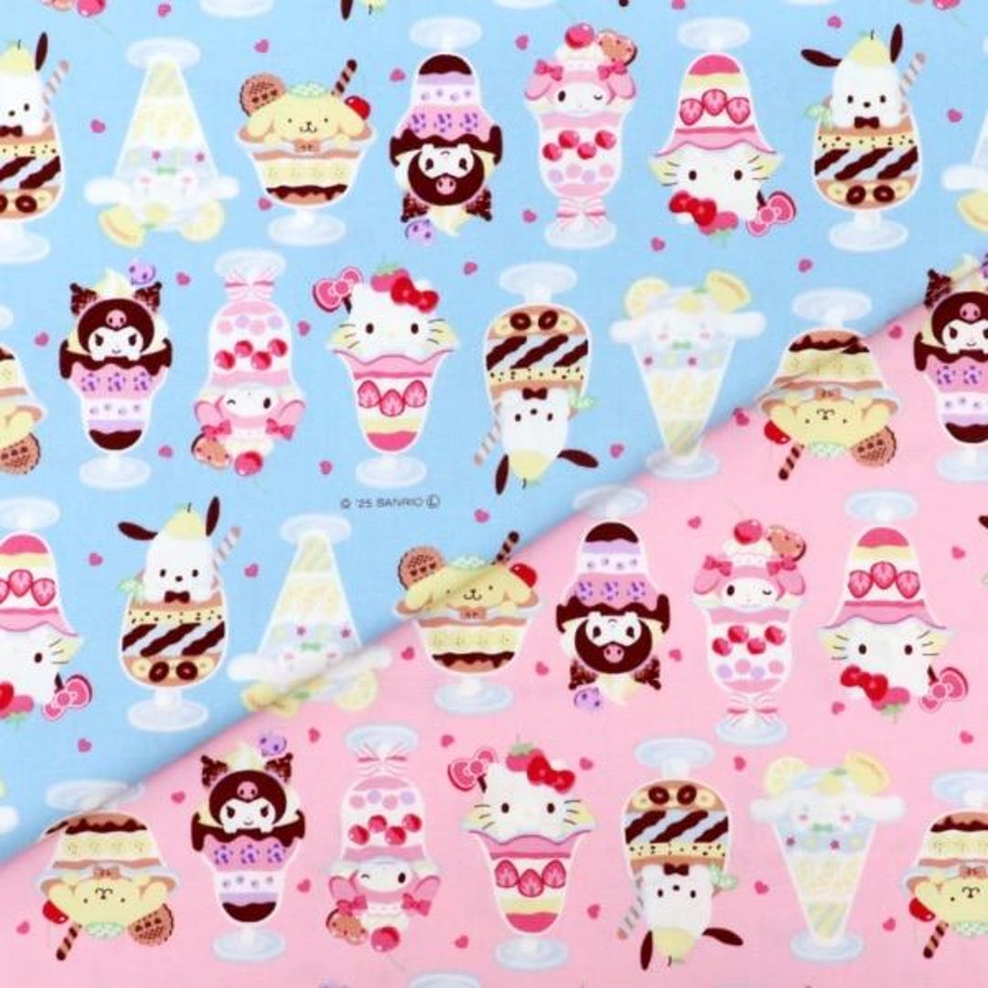 Sanrio Hello Kitty "parfait" Design Oxford Fabric – 109cm × 50cm, Made ...