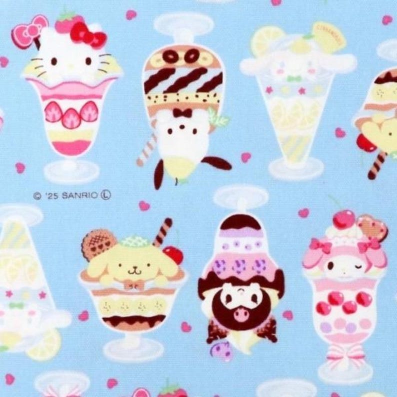 Sanrio Hello Kitty "parfait" Design Oxford Fabric – 109cm × 50cm, Made ...