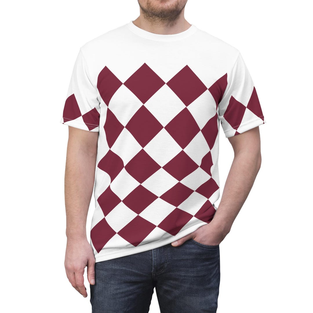 Tee Pattern Maroon Argyle | Diamond Check All-over Print - Etsy