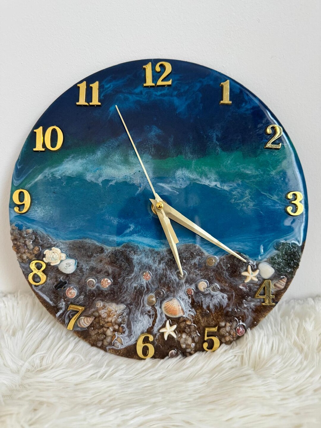 Resin Art Wall Clock: Beach Ocean Wave Inspired - Etsy