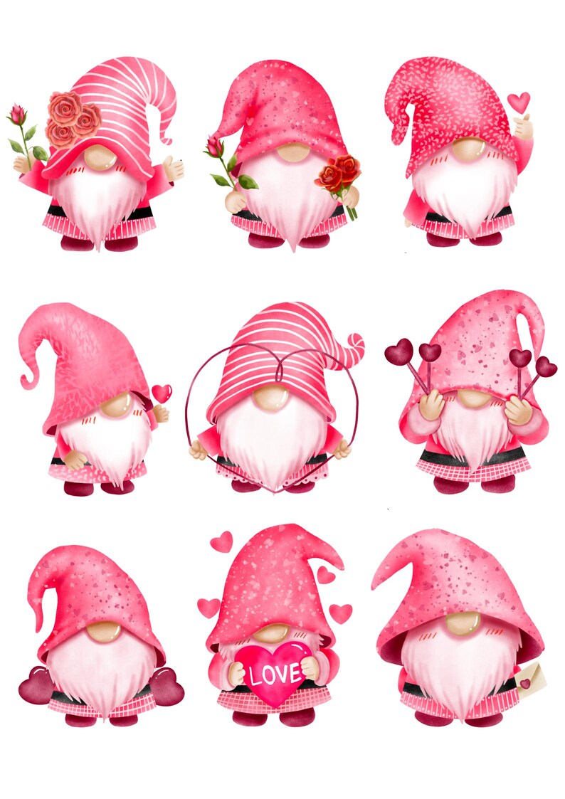 Valentine Gnome Clipart: Love Gnomes PNG (digital Download - Etsy Australia