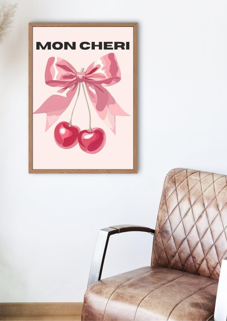 Cheetah Print Star & Cherry Mon Cheri Wall Art Set (digital Download ...