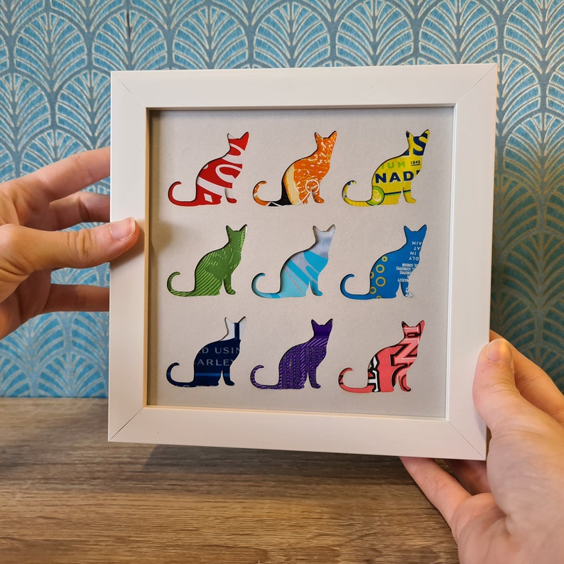 Cat Upcycled Can Picture - Framed - Etsy