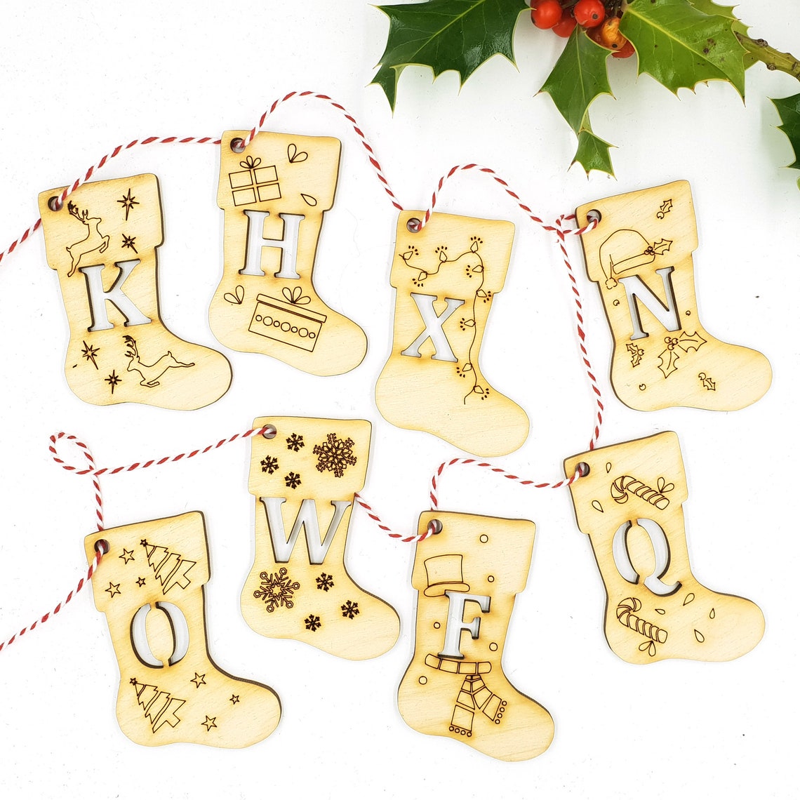 Letter Christmas Stockings A-Z Laser cut ply | Etsy