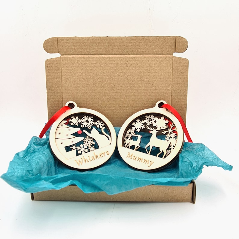 Personalised Cat Christmas Bauble, Laser Cut Plywood Ornament - Etsy Canada