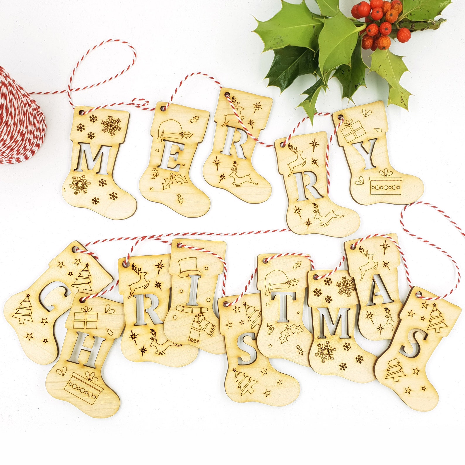 Letter Christmas Stockings A-Z Laser cut ply | Etsy