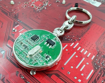 Real Recycled Circuit Board Keyring, PCB Keychain, Upcycled Key Fob ...