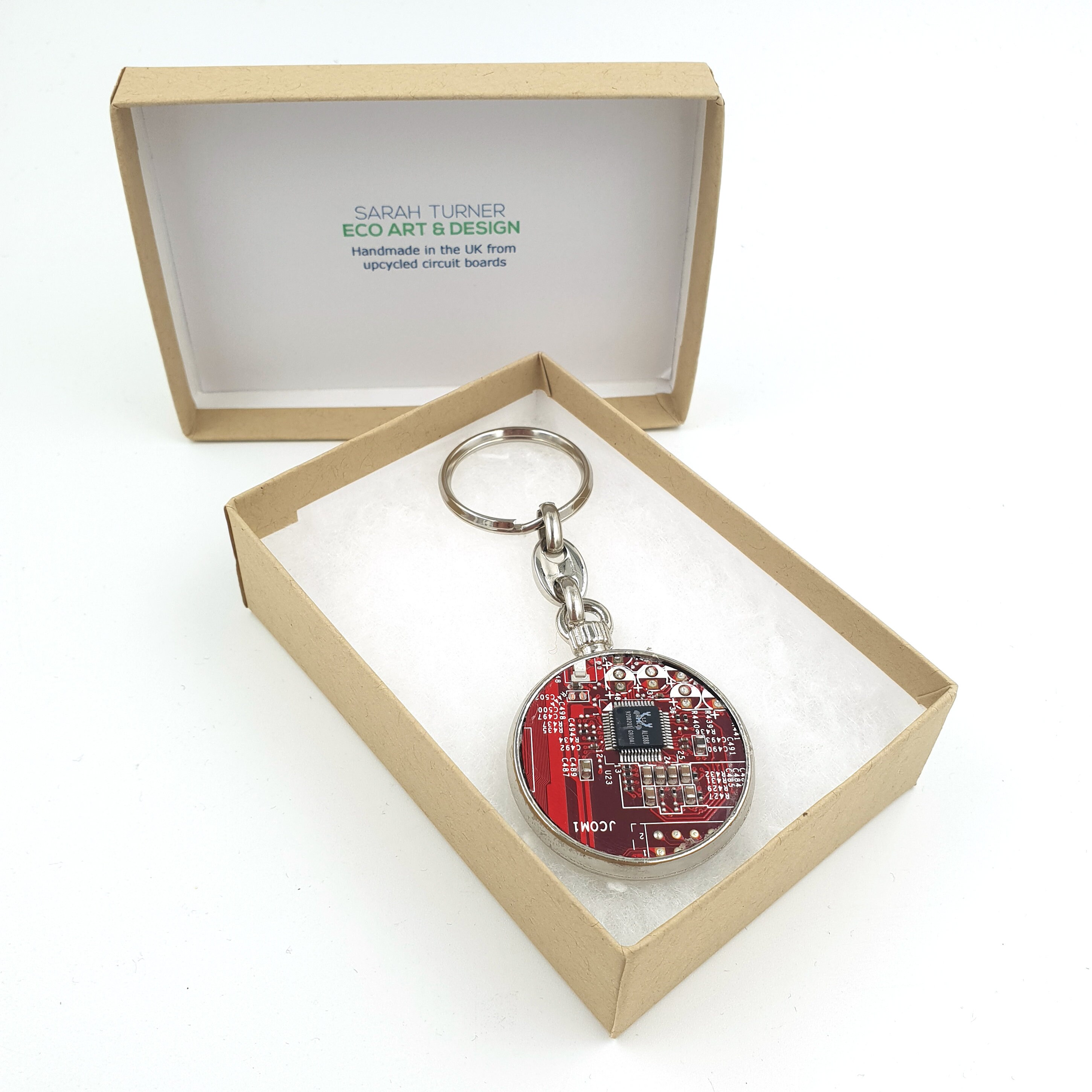 Red Circuit Board Keyring Upcycled PCB Keychain | Etsy