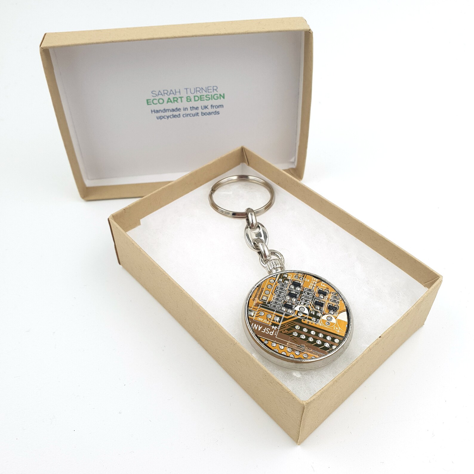 Yellow Circuit Board Keyring Upcycled PCB Keychain | Etsy