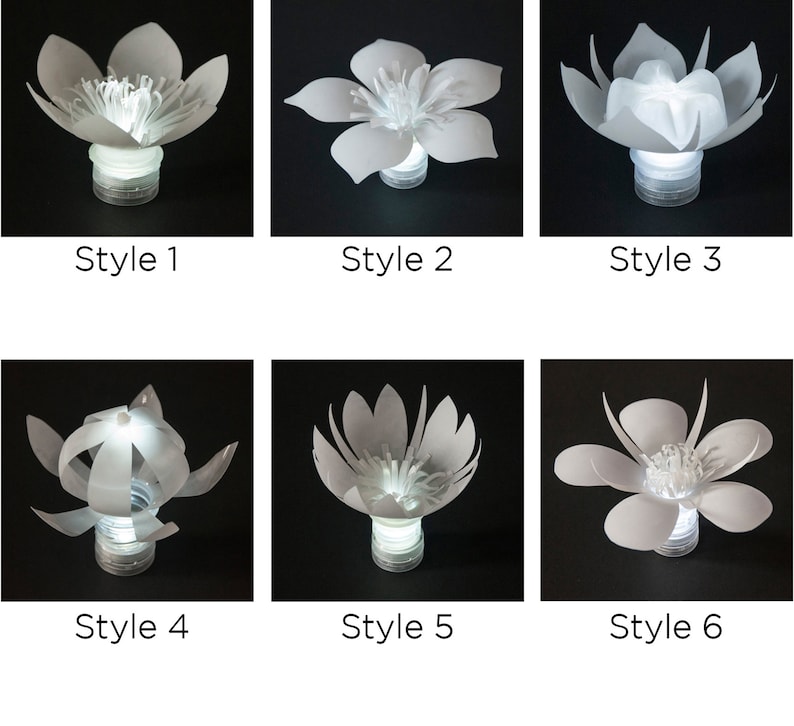 Set of 6 LED Plastic Bottle Flowers one in Each Style - Etsy Australia
