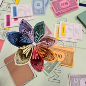 Monopoly Flowers, Upcycled Monopoly Money Origami Flower, Vintage ...