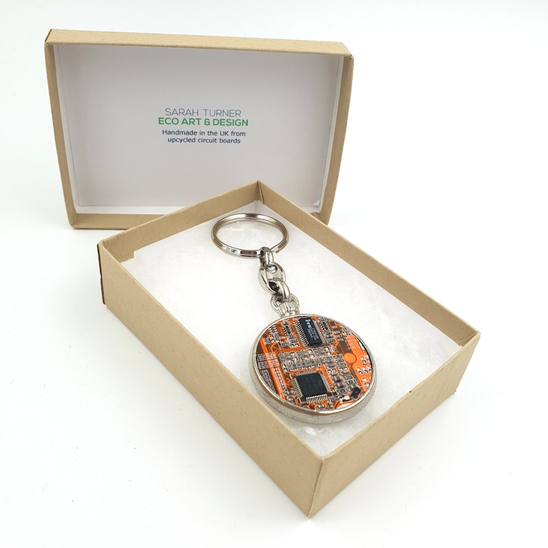 Orange Circuit Board Keyring Upcycled PCB Keychain - Etsy