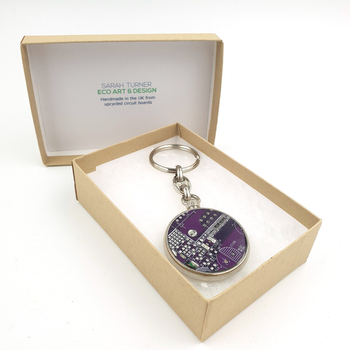 Purple Circuit Board Keyring Upcycled PCB Keychain - Etsy