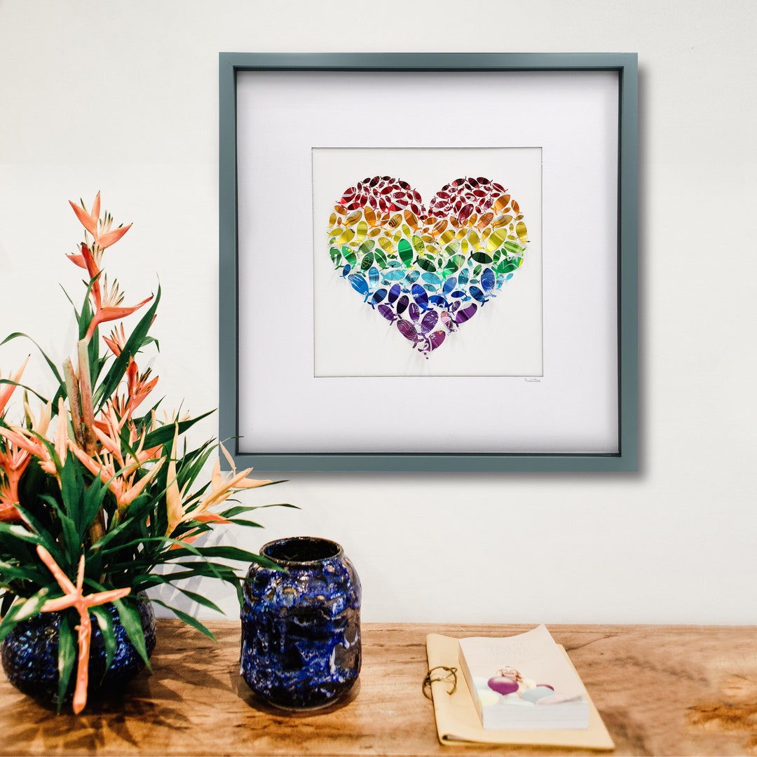 Rainbow Fishy Heart, Fish Artwork, Rainbow Fishes, Recycled Can Picture ...