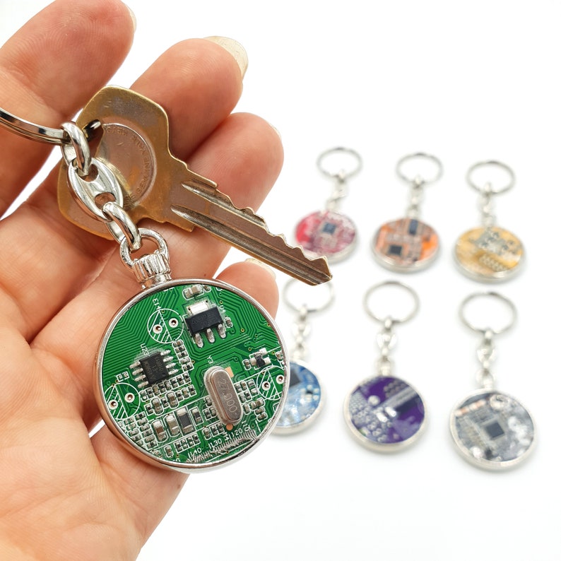 Purple Circuit Board Keyring Upcycled PCB Keychain - Etsy