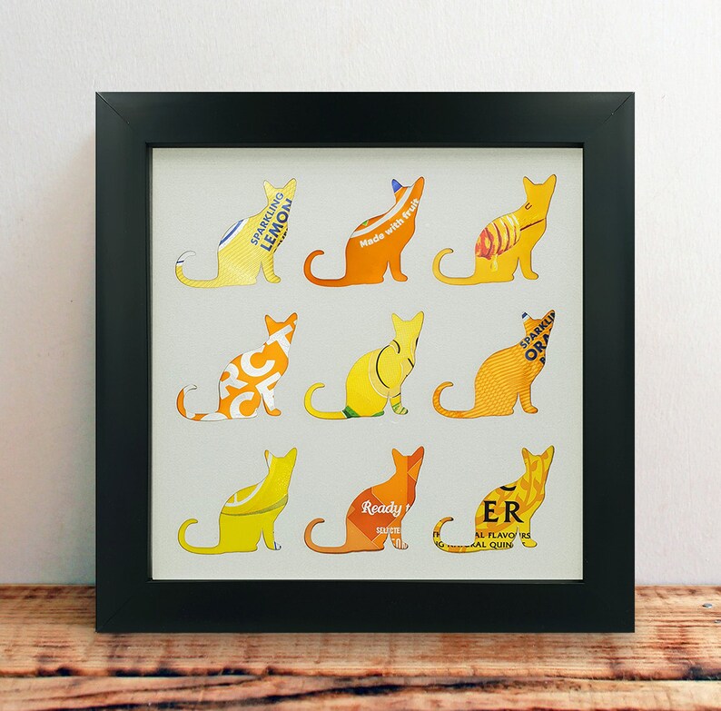 Cat Upcycled Can Picture - Framed - Etsy