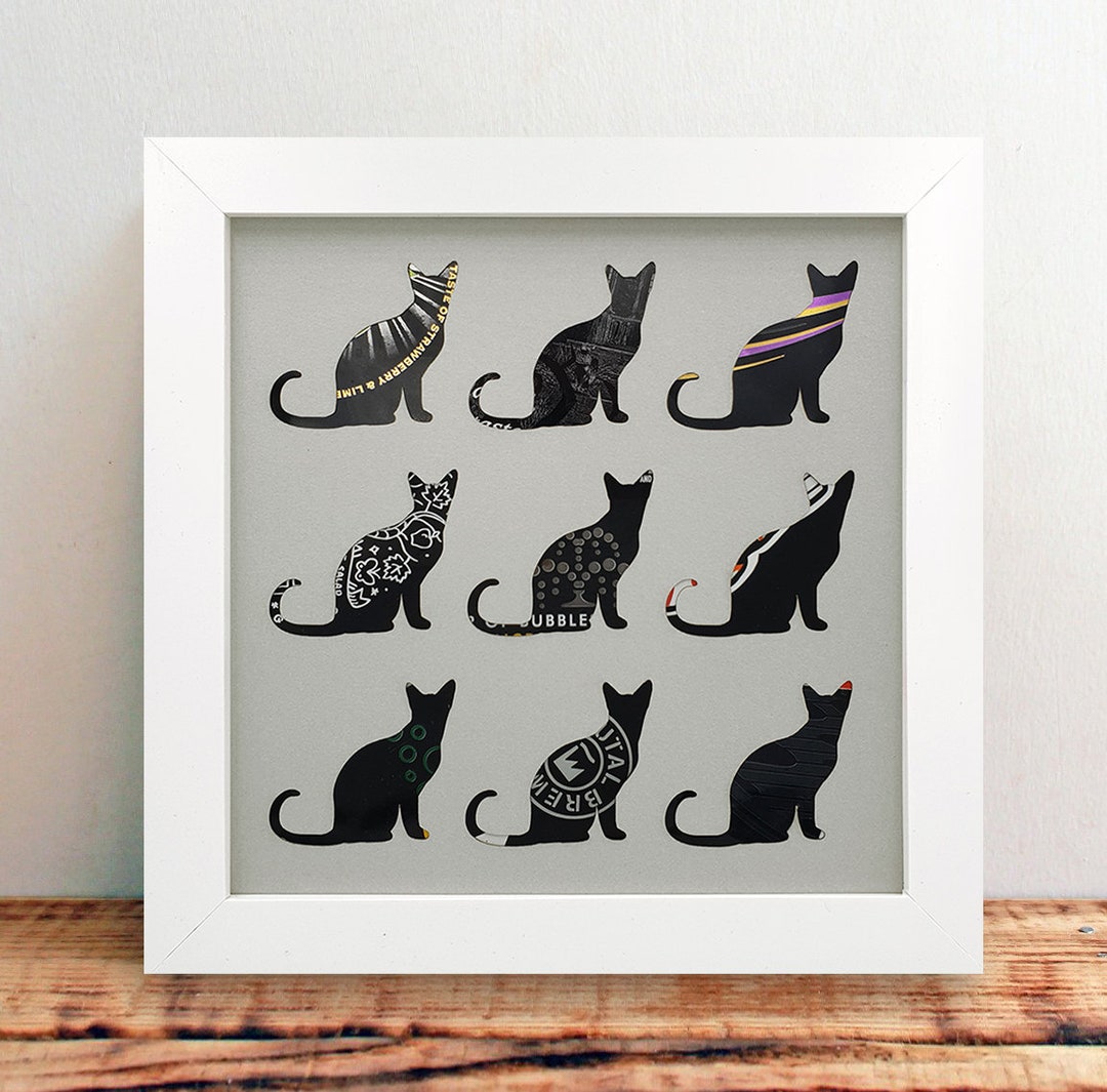 Cat Upcycled Can Picture - Framed - Etsy