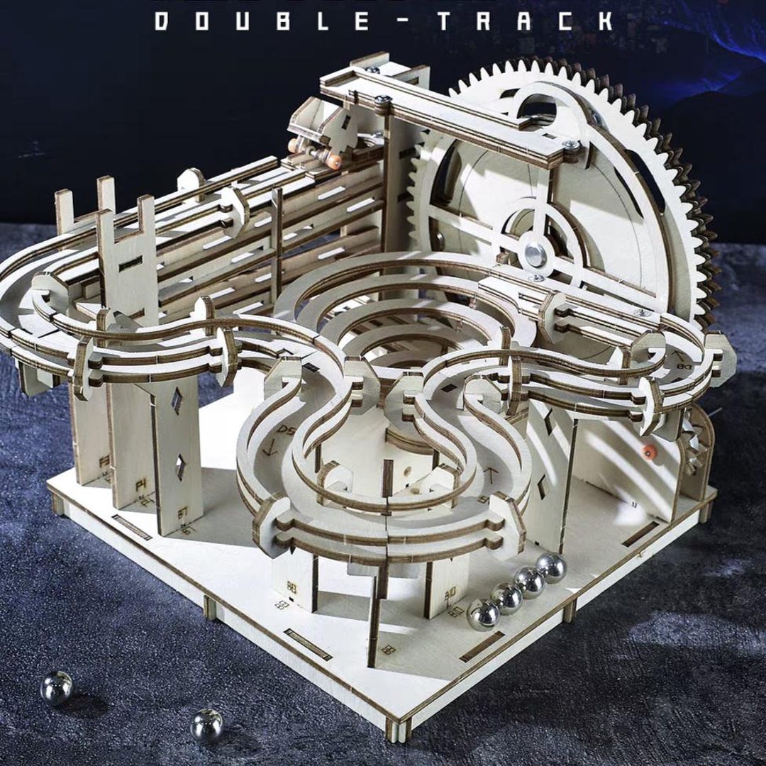 4-style Wooden Marble Run 3D Puzzle, Electric/hand-cranked Gear Track ...