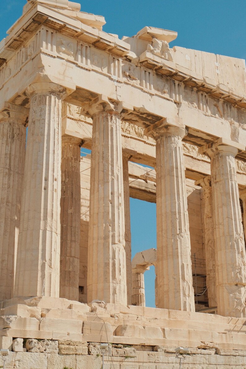 Close-up View of Parthenon Columns at the Acropolis of Athens, Greece ...