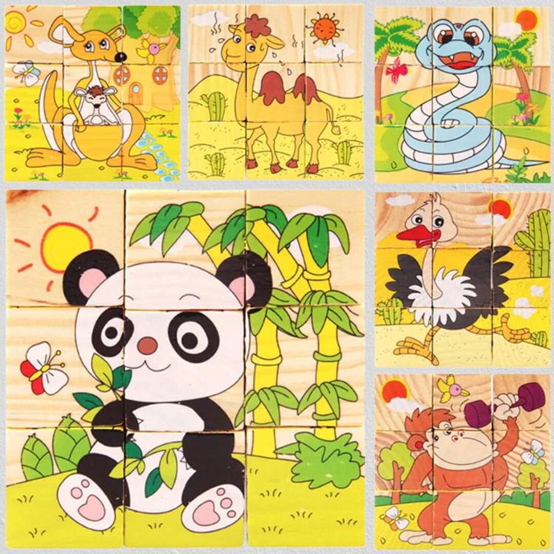 Wooden Color Exotic Animals Cubes | Animals on Cubes | Mental Cubes ...