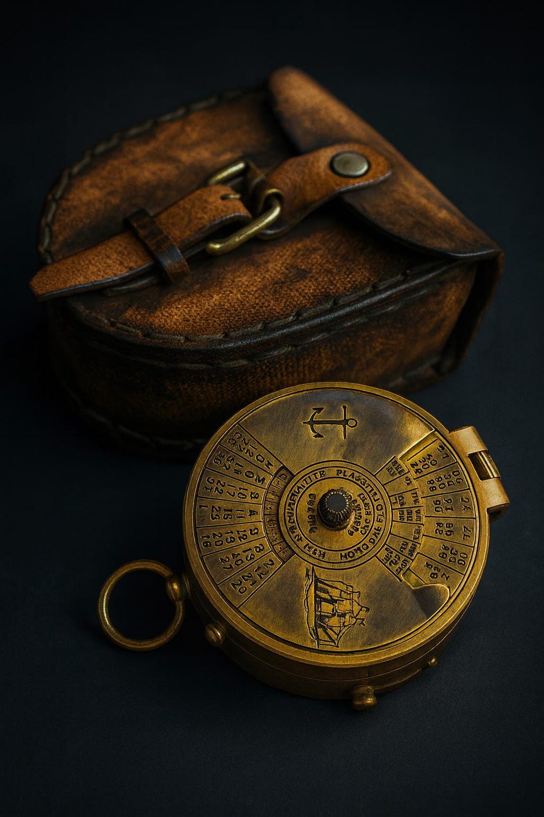 Nautical Compass 100 Years Calendar Custom Engraving With Leather Case ...