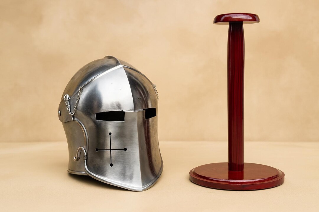 Silver Barbuta Helmet: Medieval Knight Armor With Liner, Chin Strap - Etsy