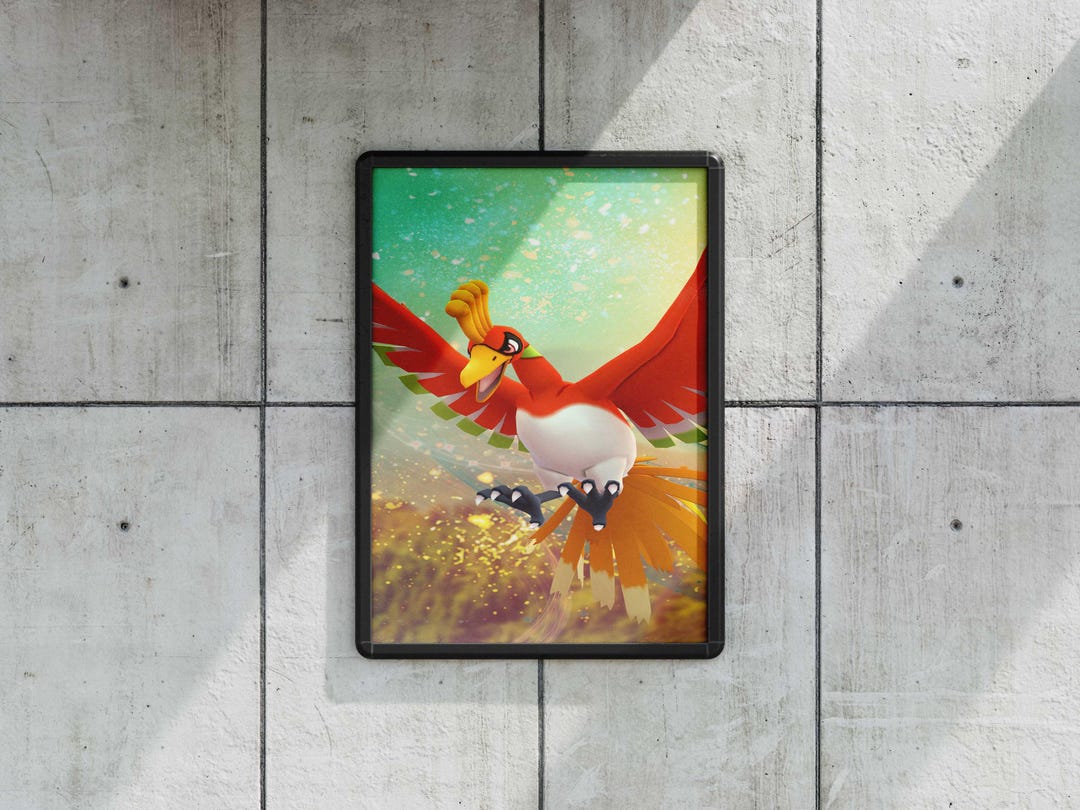 Ho-oh Legendary Phoenix Poster, Fire Bird Fantasy Wall Art Print - Etsy