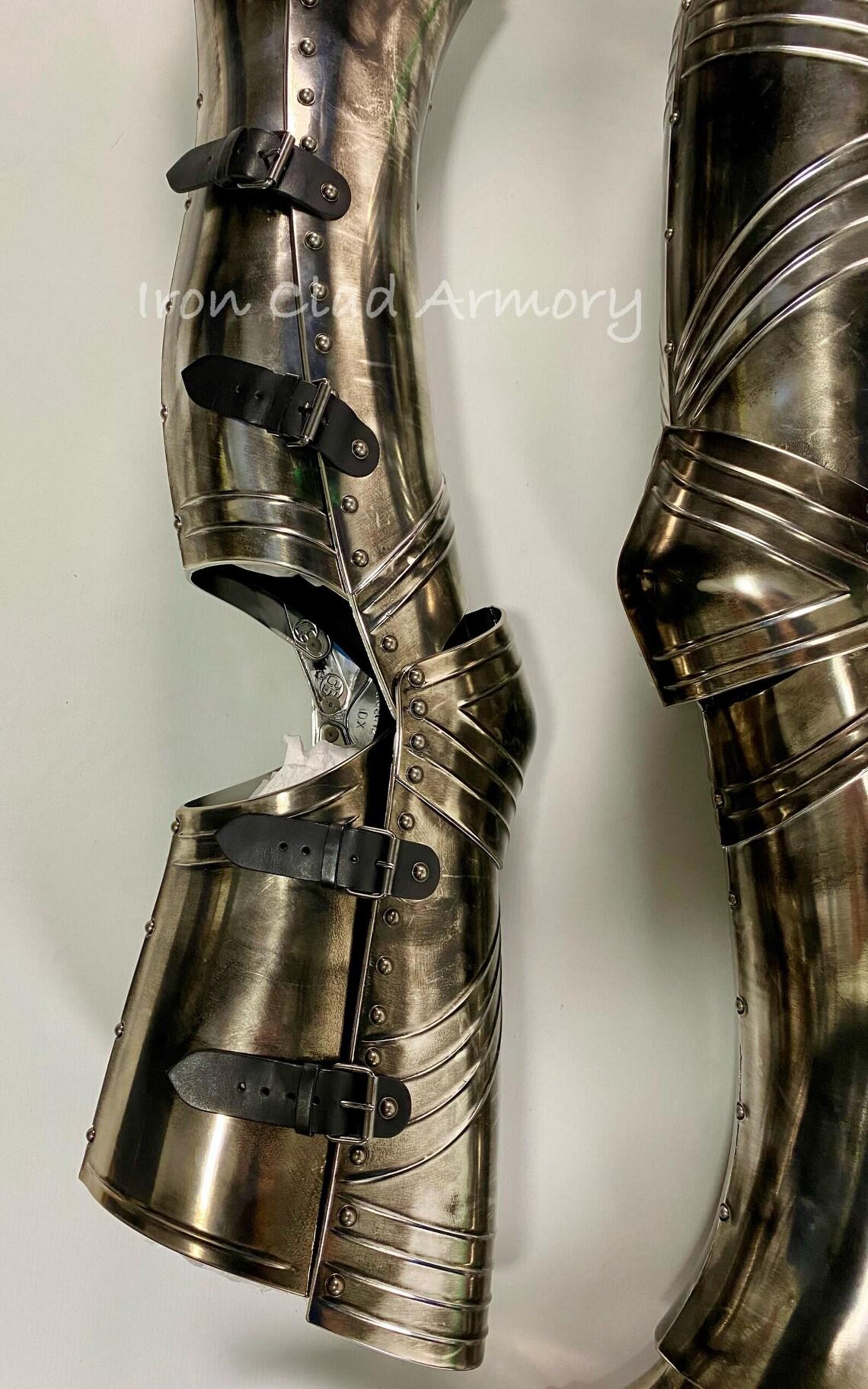 Handmade Medieval Knight Greaves, 18 Gauge Brass Steel Armor, LARP - Etsy