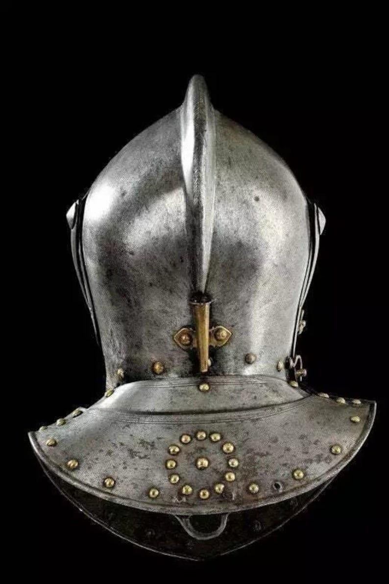 Helmet 16 GA SCA LARP Medieval Knight, Tournament Close Helmet Replica ...