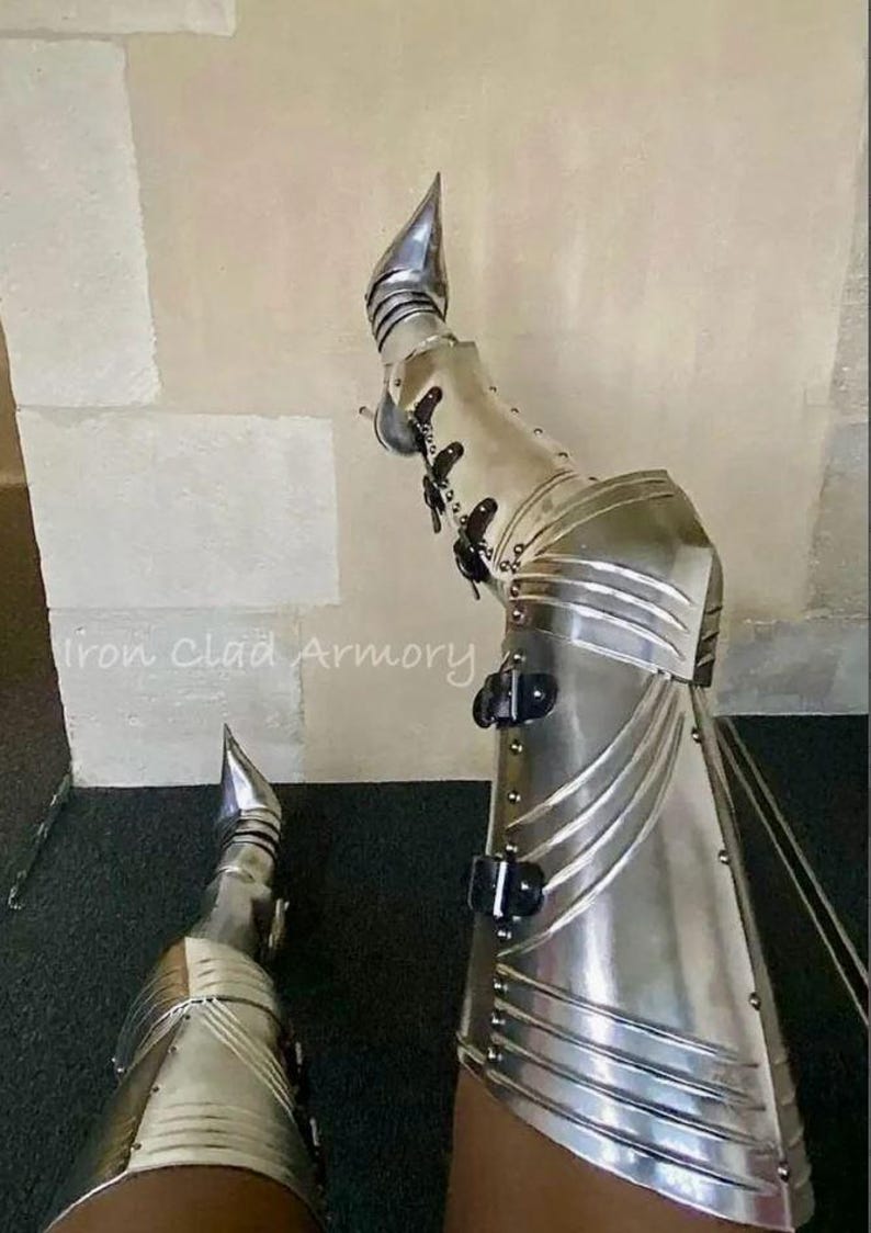 Handmade Medieval Knight Greaves, 18 Gauge Brass Steel Armor, LARP - Etsy