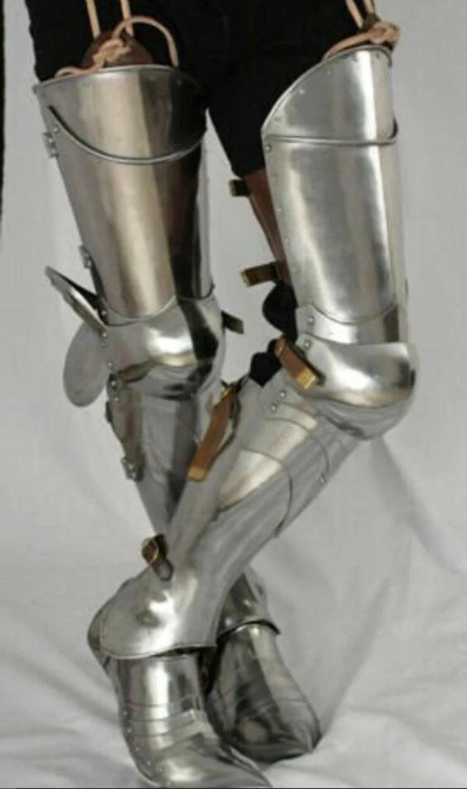 Medieval Knight Leg Armor With Shoes | 18 Gauge Steel Greaves | LARP ...