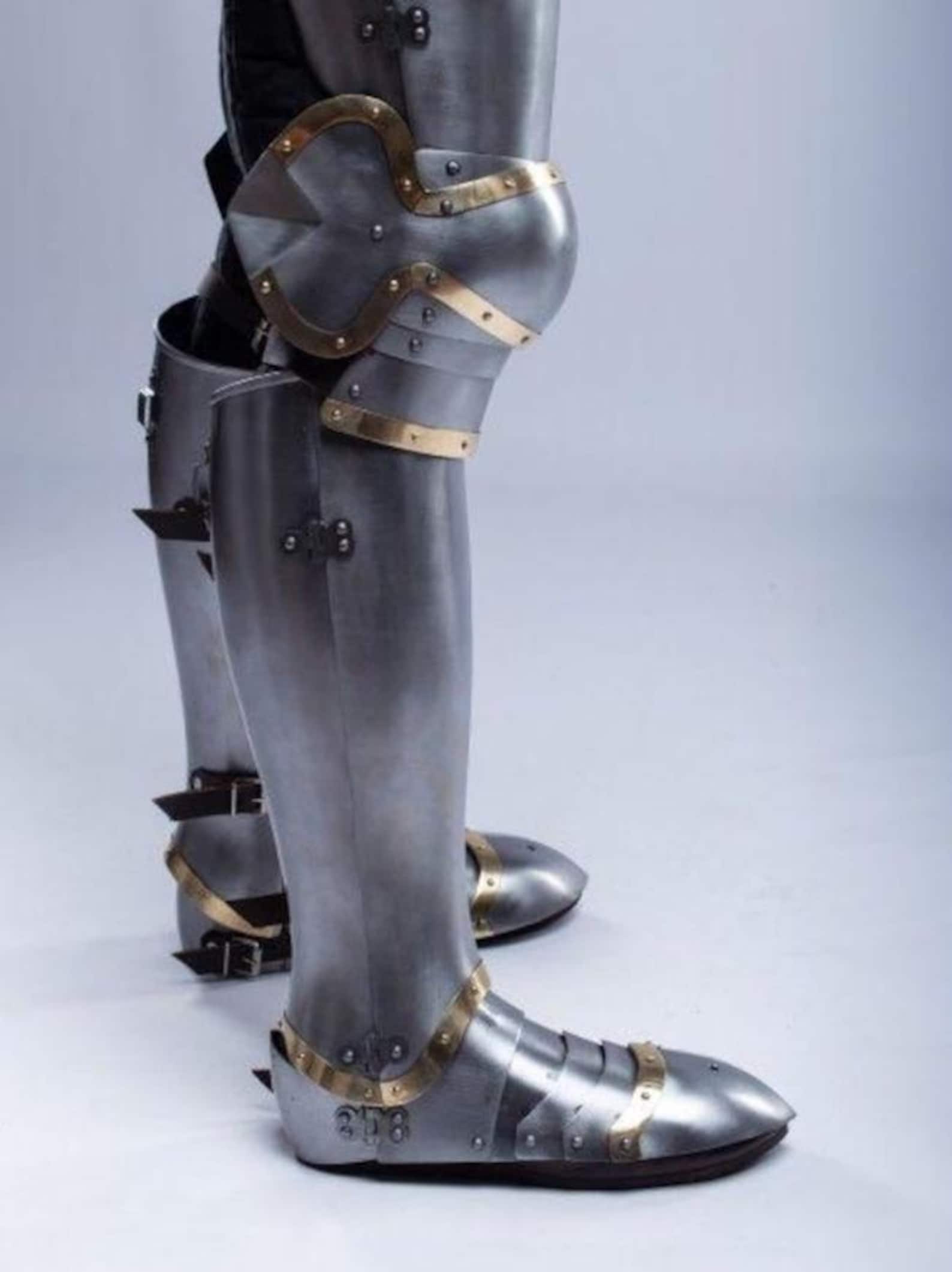 Medieval Steel Leg Armor | Knight Greaves & Sabatons | LARP ...