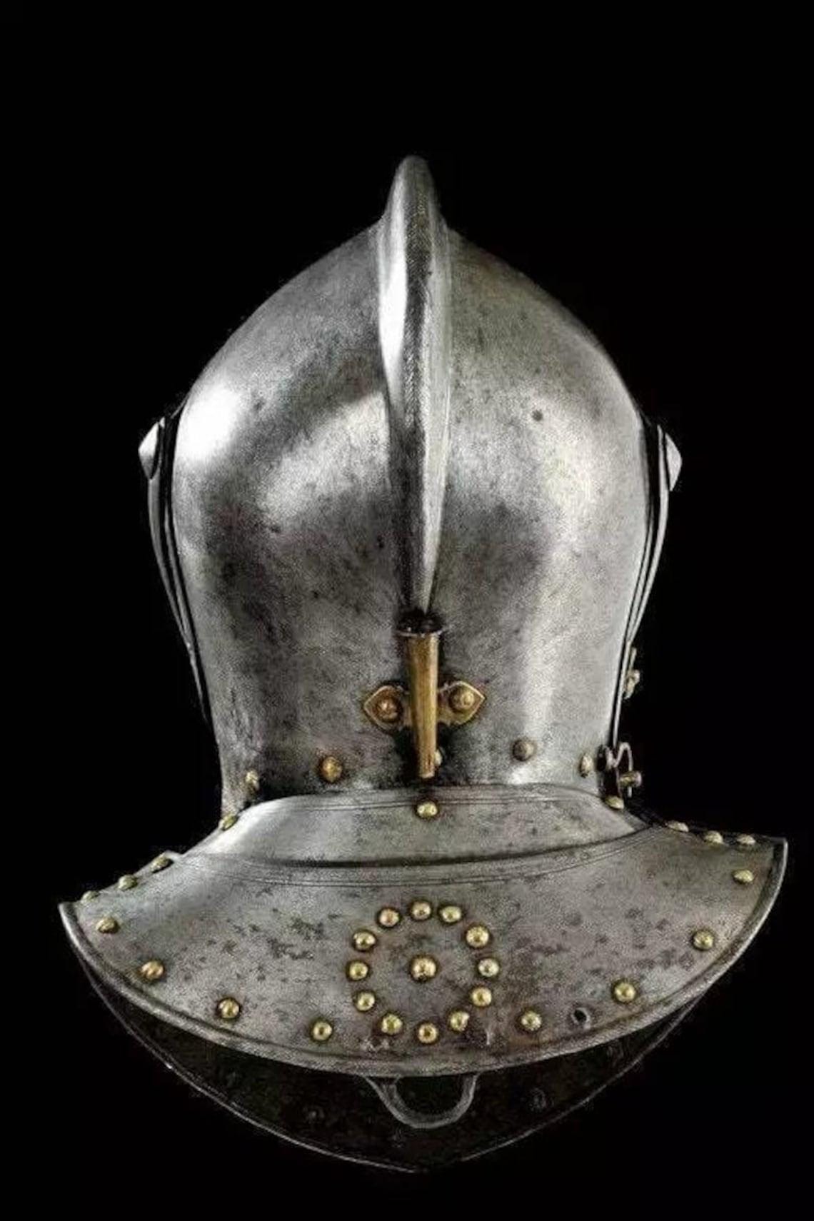 Helmet 16 GA SCA LARP Medieval Knight, Tournament Close Helmet Replica ...