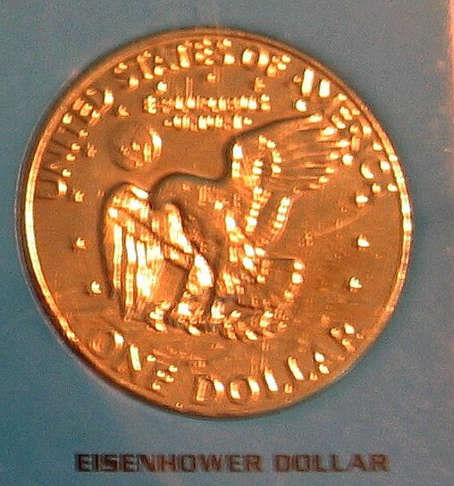 APOLLO 11 MOON LANDING 1972 "silver" Dollar and Historic Airmail Stamp ...