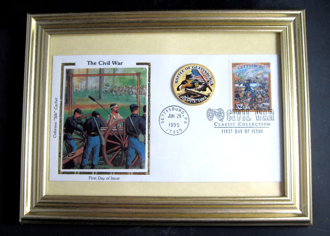 Framed 1995 CIVIL WAR Commemorative Envelope "battle of Gettysburg" W ...