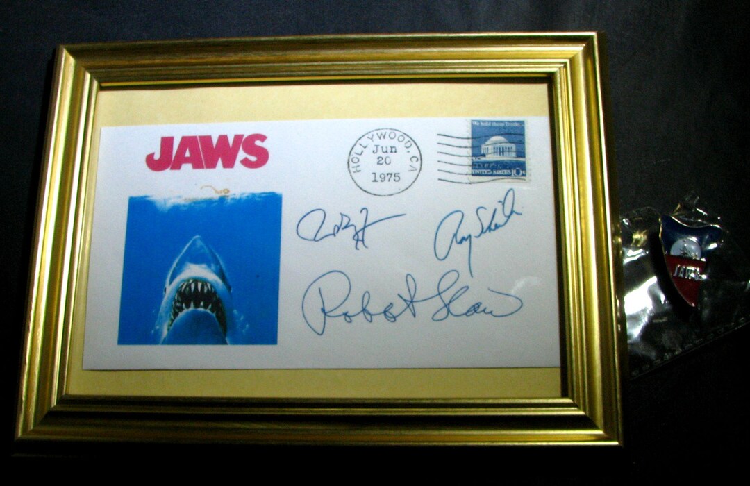 Framed JAWS Movie Commemorative Envelope Featuring Facisimile ...
