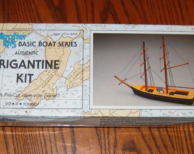 Vintage 1980 BRIGANTINE Model Kit STILL SEALED Made by Woodkrafter ...