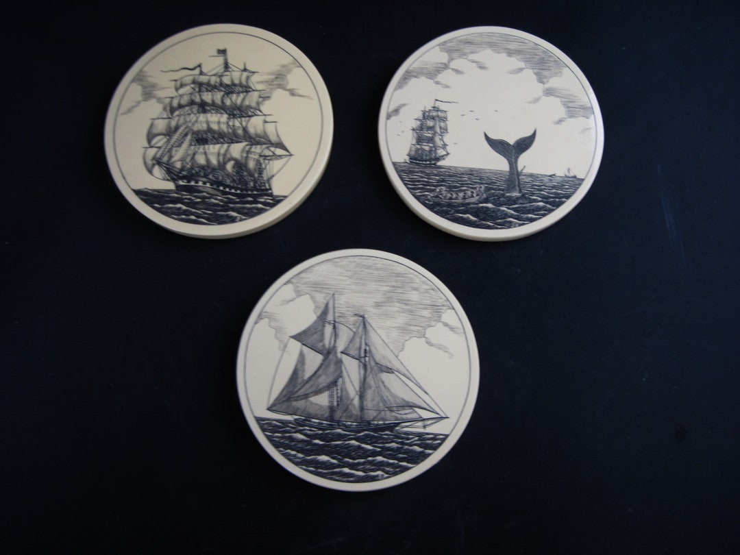 Stephen Barlow SHIP PORTRAITS Coaster Set of Three: Schooner, Tall Ship ...