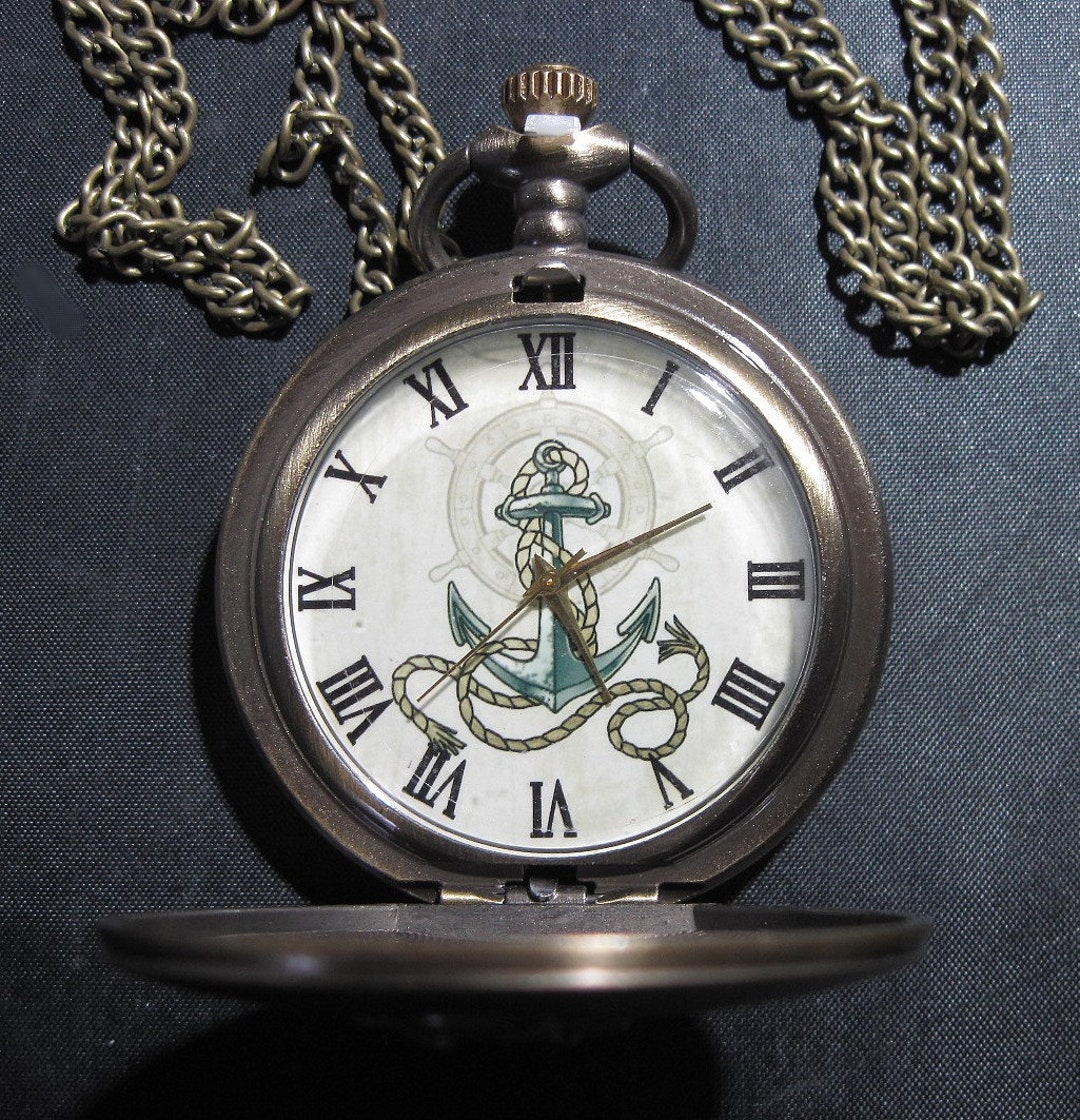Navy, Coast Guard or Yacht ANCHOR Pocket Watch W/chain - Etsy