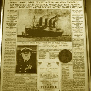 Framed TITANIC Collector Shadow Box Featuring New York Times Front Page ...