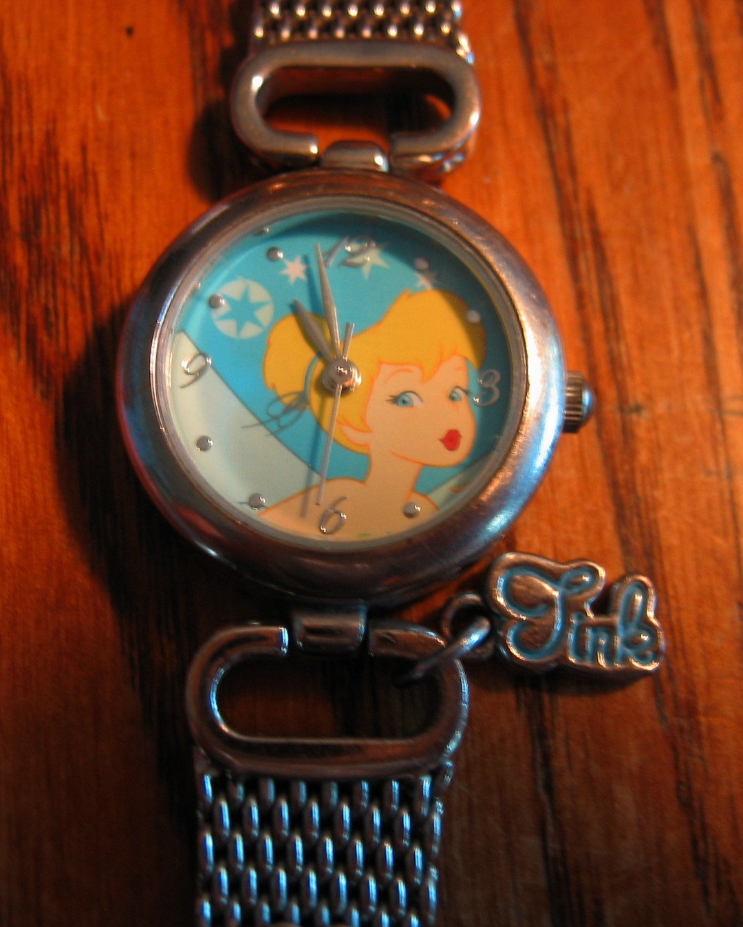 DISNEY Licensed TINKER BELL Watch Stainless Steel Mesh Braceket W/"tink ...